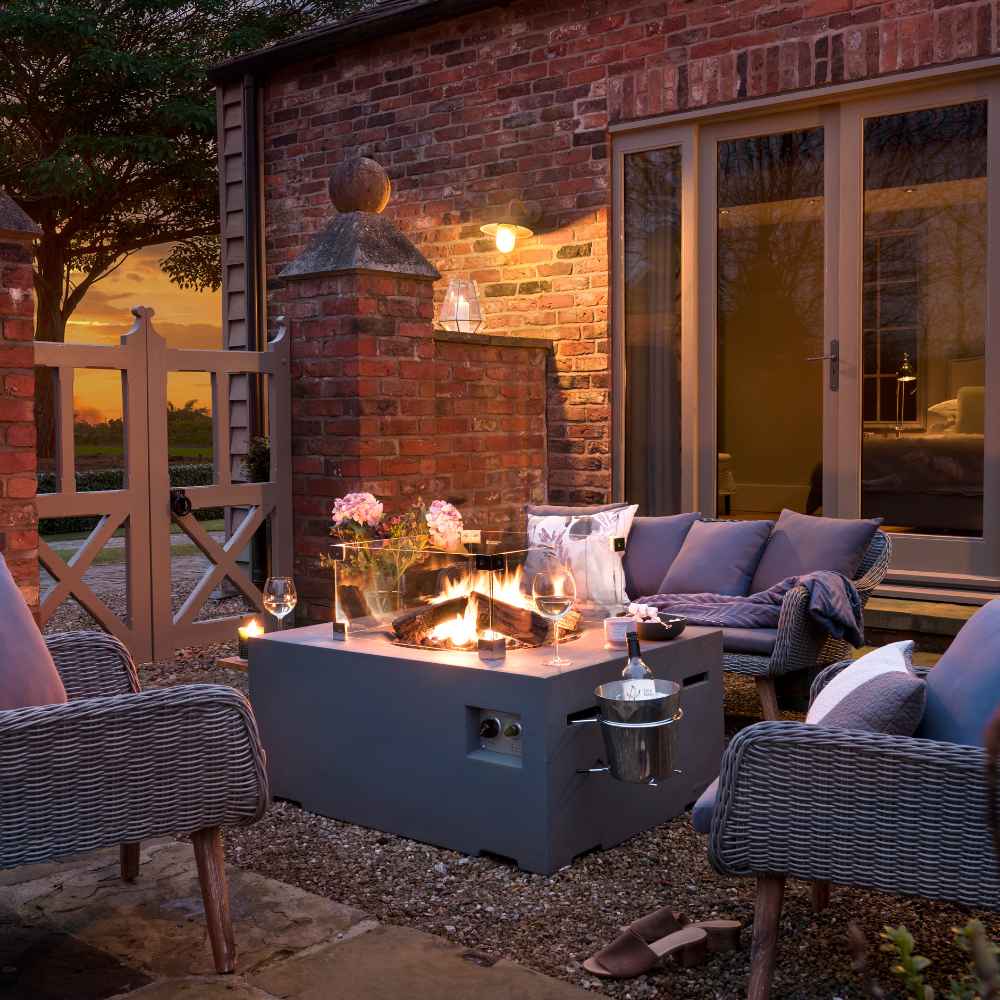 Happy Cocooning Gas Fired Rectangular Fire Pit in Grey, Black or Brown ...