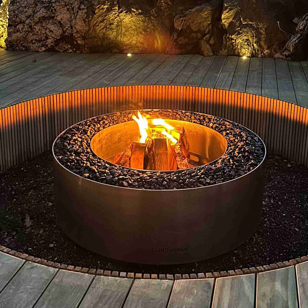 GrillSymbol Luna Silver Fire Pit Stainless Steel 119cm – FirePit.co.uk