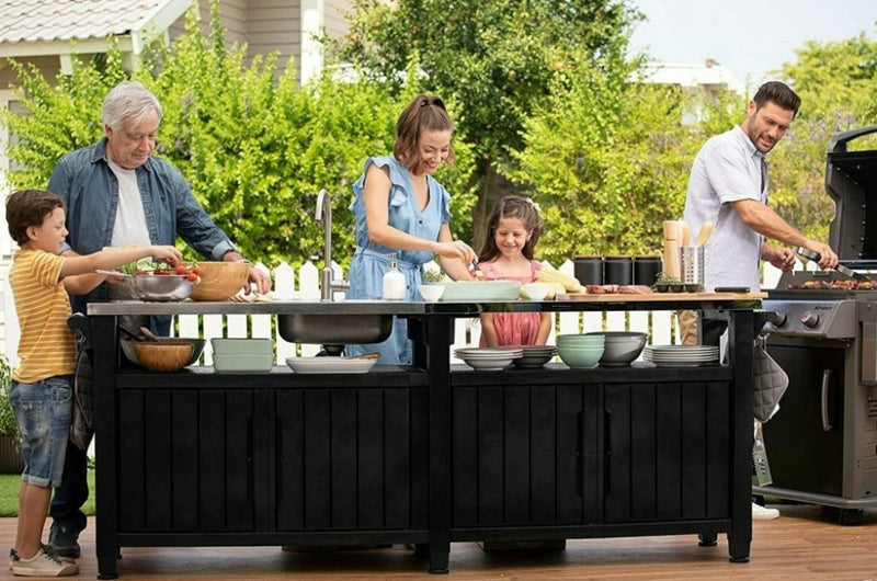 Keter Unity Chef Outdoor Kitchen Stainless Steel Top, All Weather Resin ...