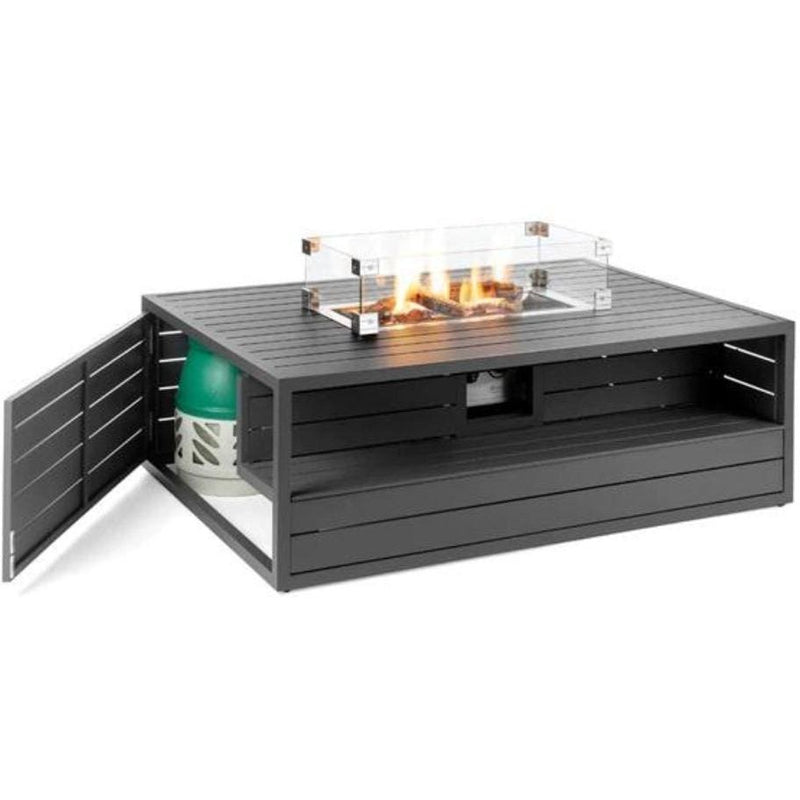 Happy Cocooning Fire Table Grey or White Aluminium Rectangular 106cm ...