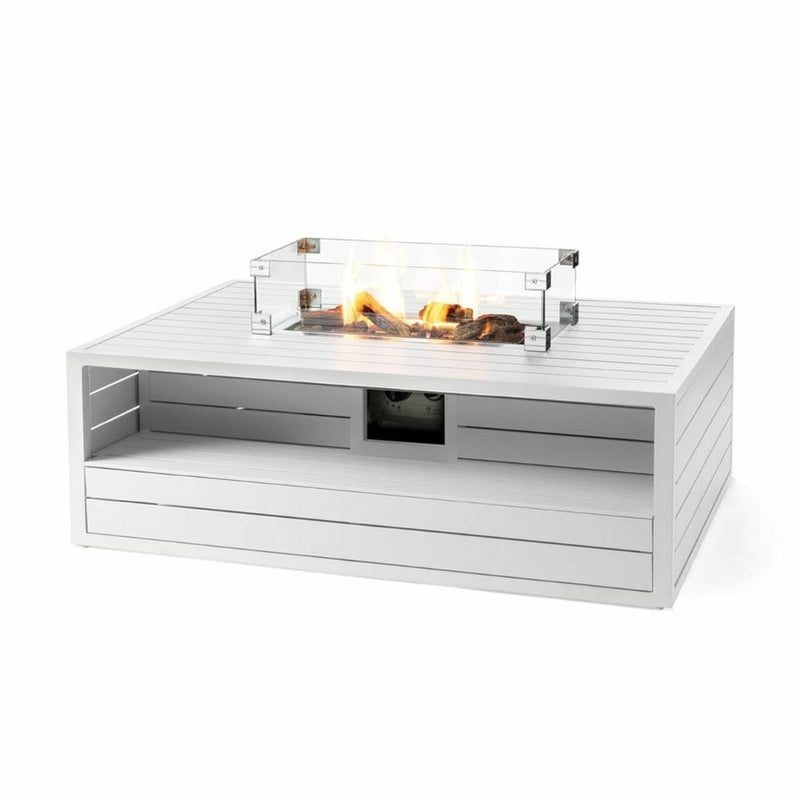 Happy Cocooning Fire Table Grey or White Aluminium Rectangular 106cm ...