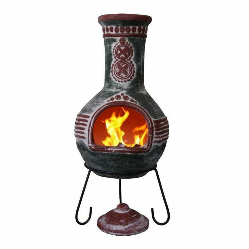 Gardeco Azteca XL Mexican Chimenea in Green and Red – FirePit.co.uk