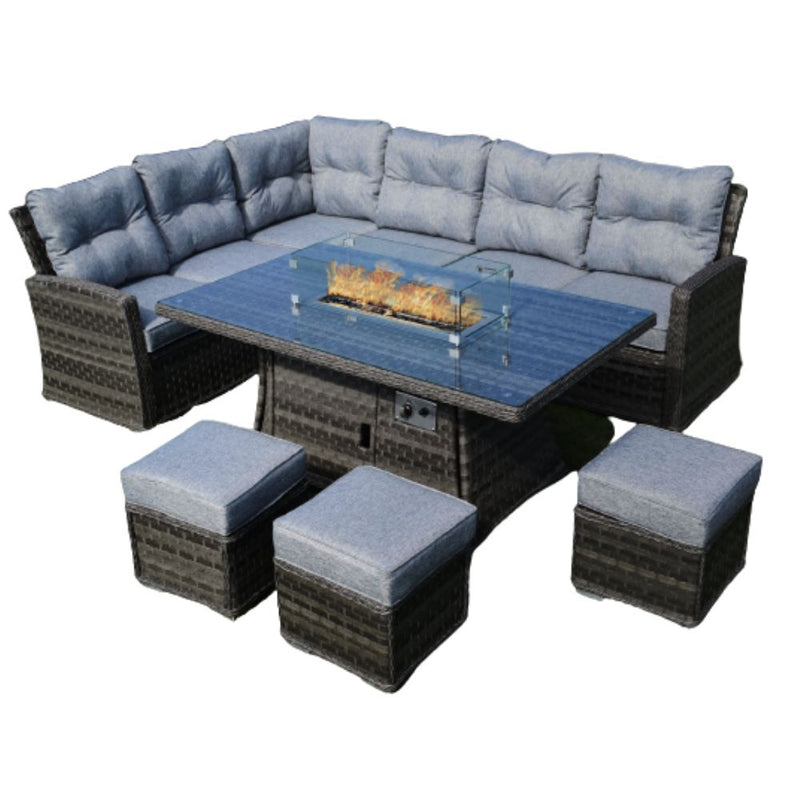 Oxwich Corner Rectangle Gas Fire Pit Table Set – FirePit.co.uk