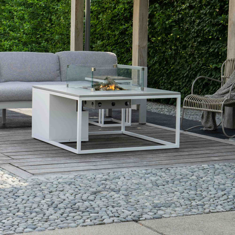Pacific Lifestyle Cosiloft 100 Gas Fire Pit Table White Aluminium Fram ...
